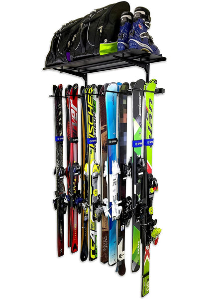 Ski Rack Shelf NZ Vertical Multi 10 12 Pairs Storage Snowboard | Curve ...