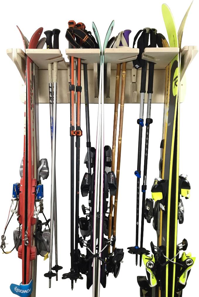Ski Rack NZ Vertical 6 Pairs Wooden Ski Storage Snowboard Rack | Curve ...